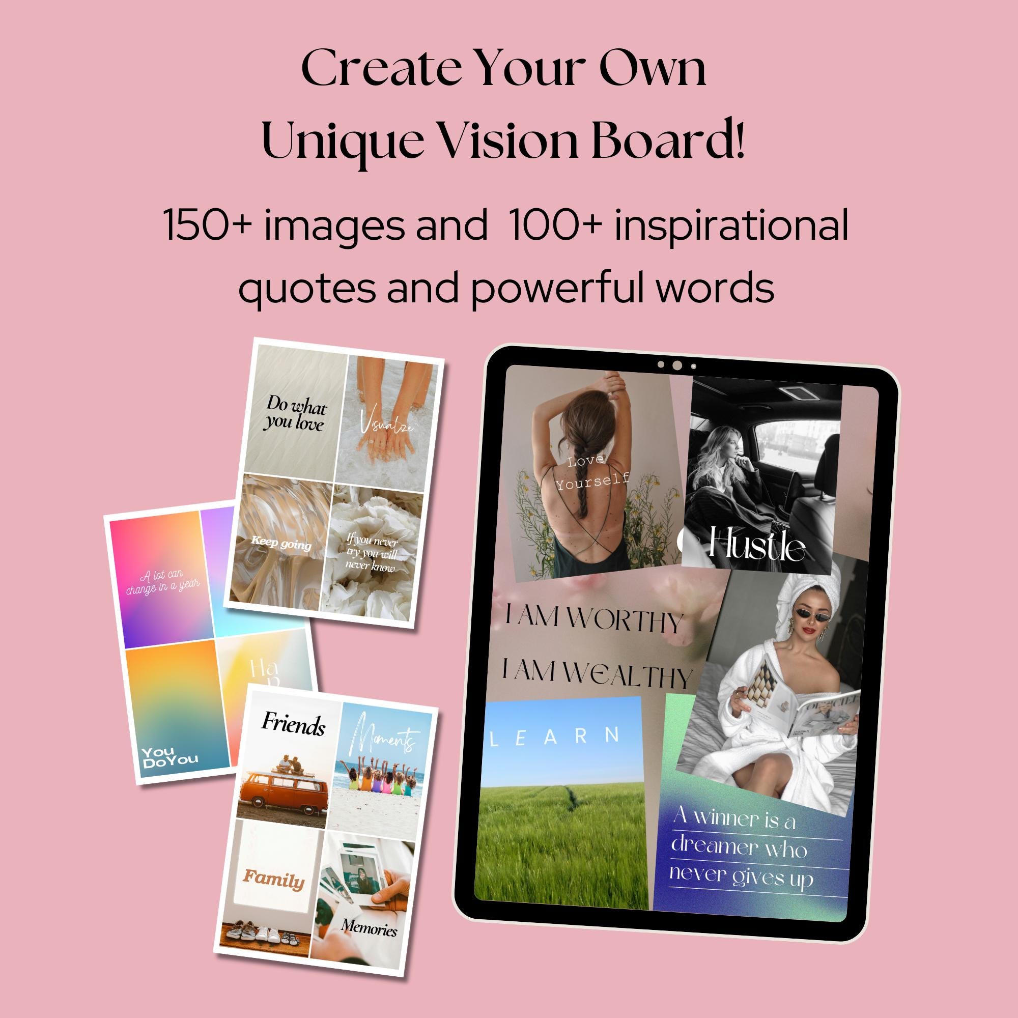Vision Board Collage Kit, Printable Images, Motivational Words ...