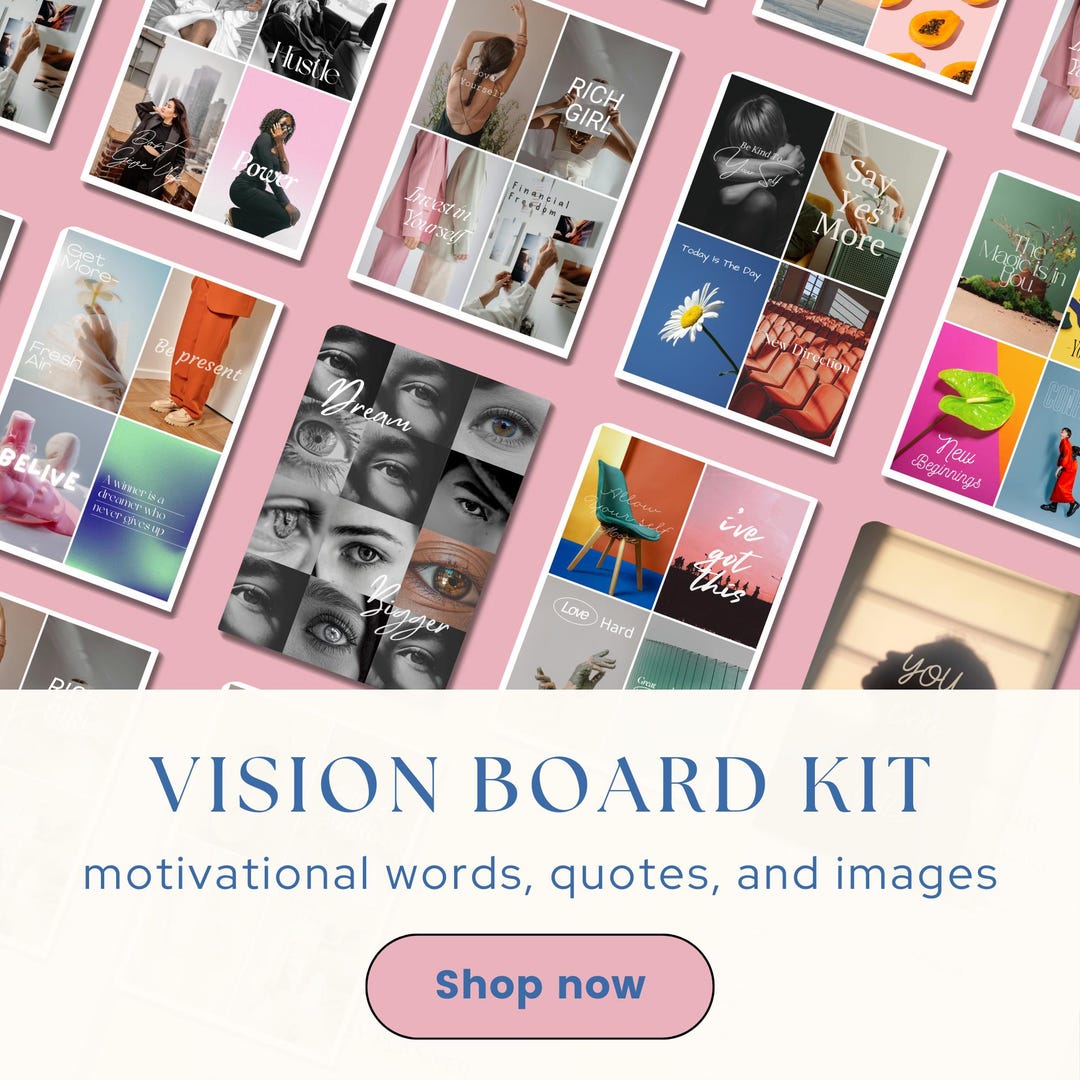 Vision Board Collage Kit, Printable Images, Motivational Words ...