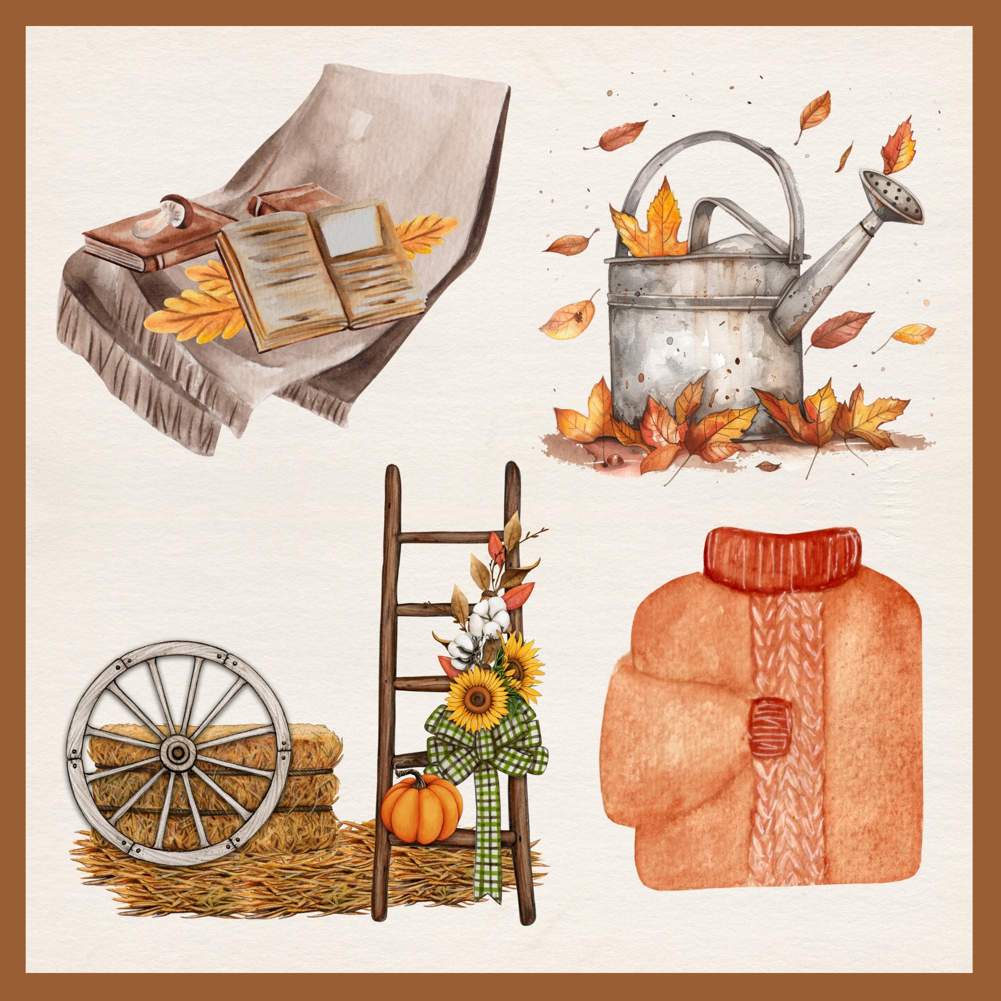 200+ Cozy Autumn Clipart, Fall PNG Illustrations, Watercolor Fall ...