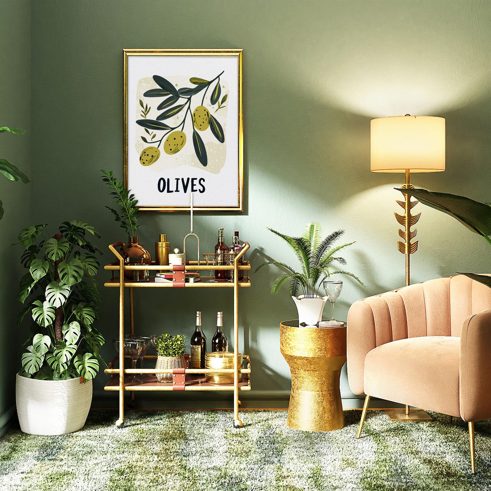 Olive Branch Art, Mediterranean Kitchen Decor, Fun Kitchen Artwork ...
