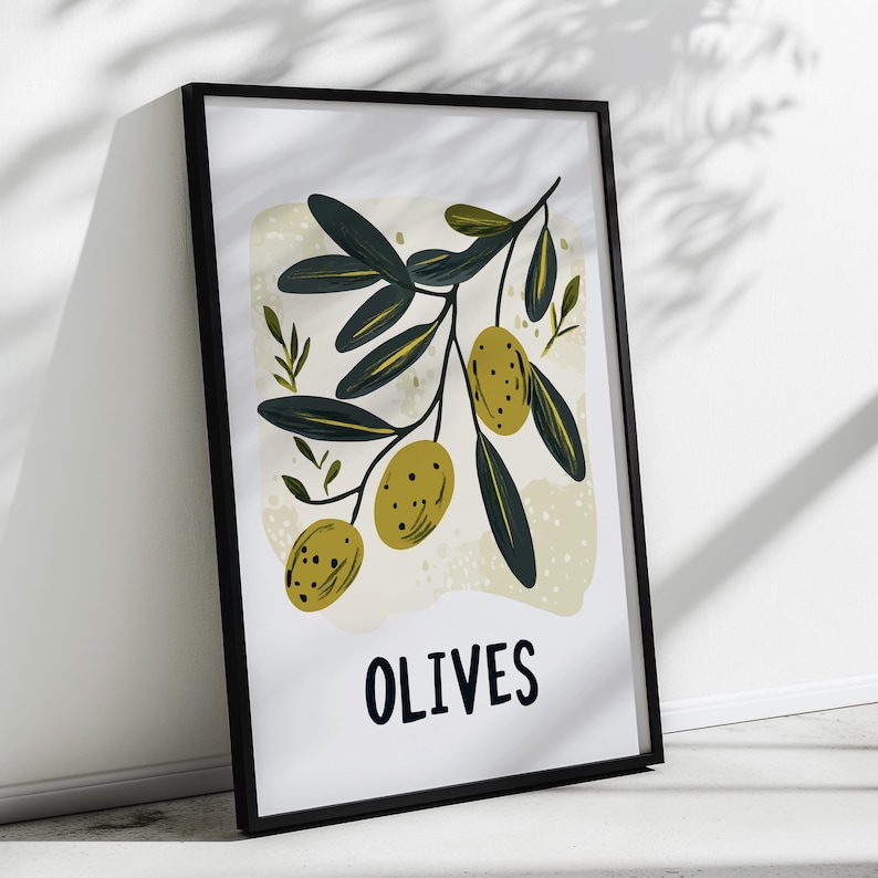 Olive Branch Art, Mediterranean Kitchen Decor, Fun Kitchen Artwork ...