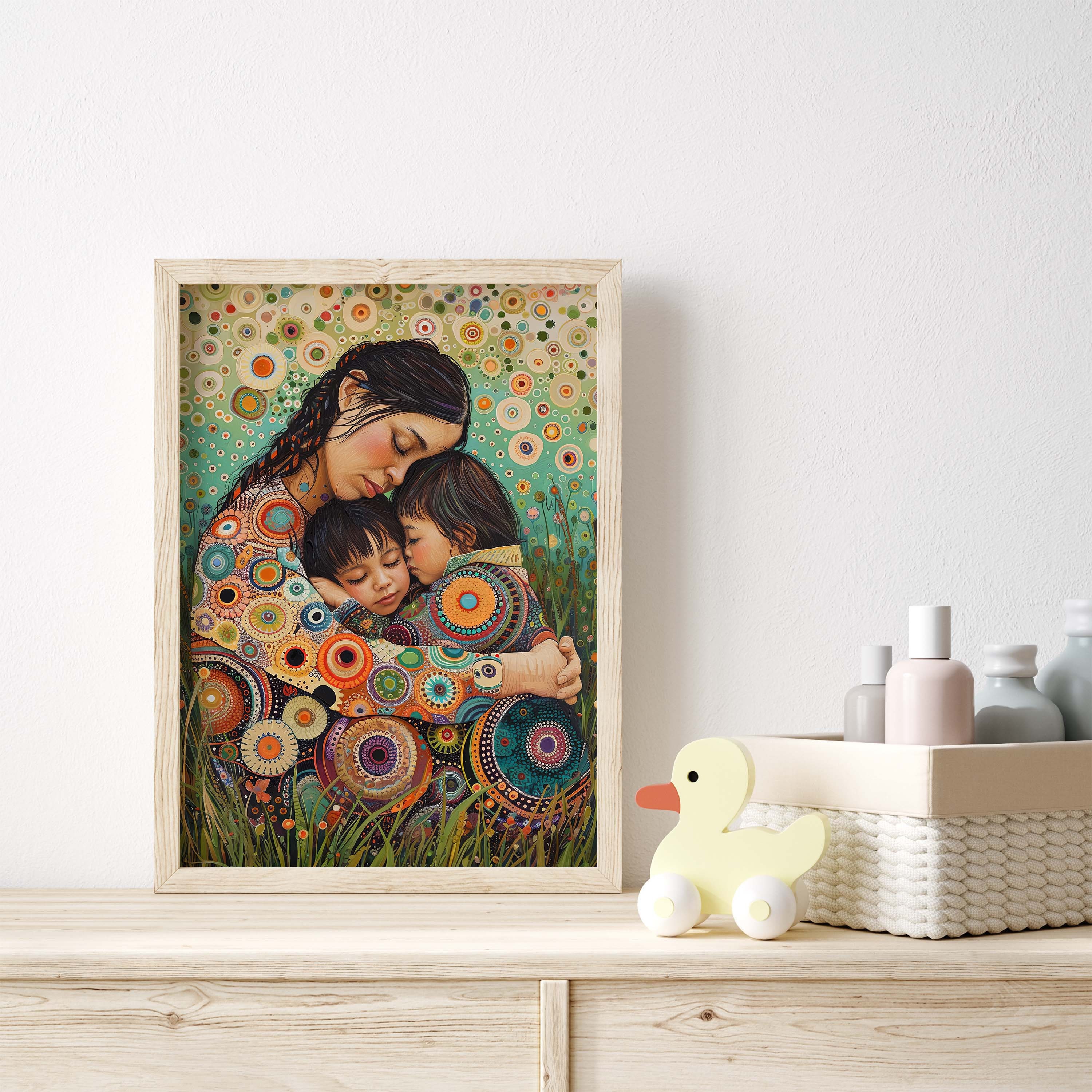Mother and Children Art Print: Nurturing Love, Maternal Artwork ...
