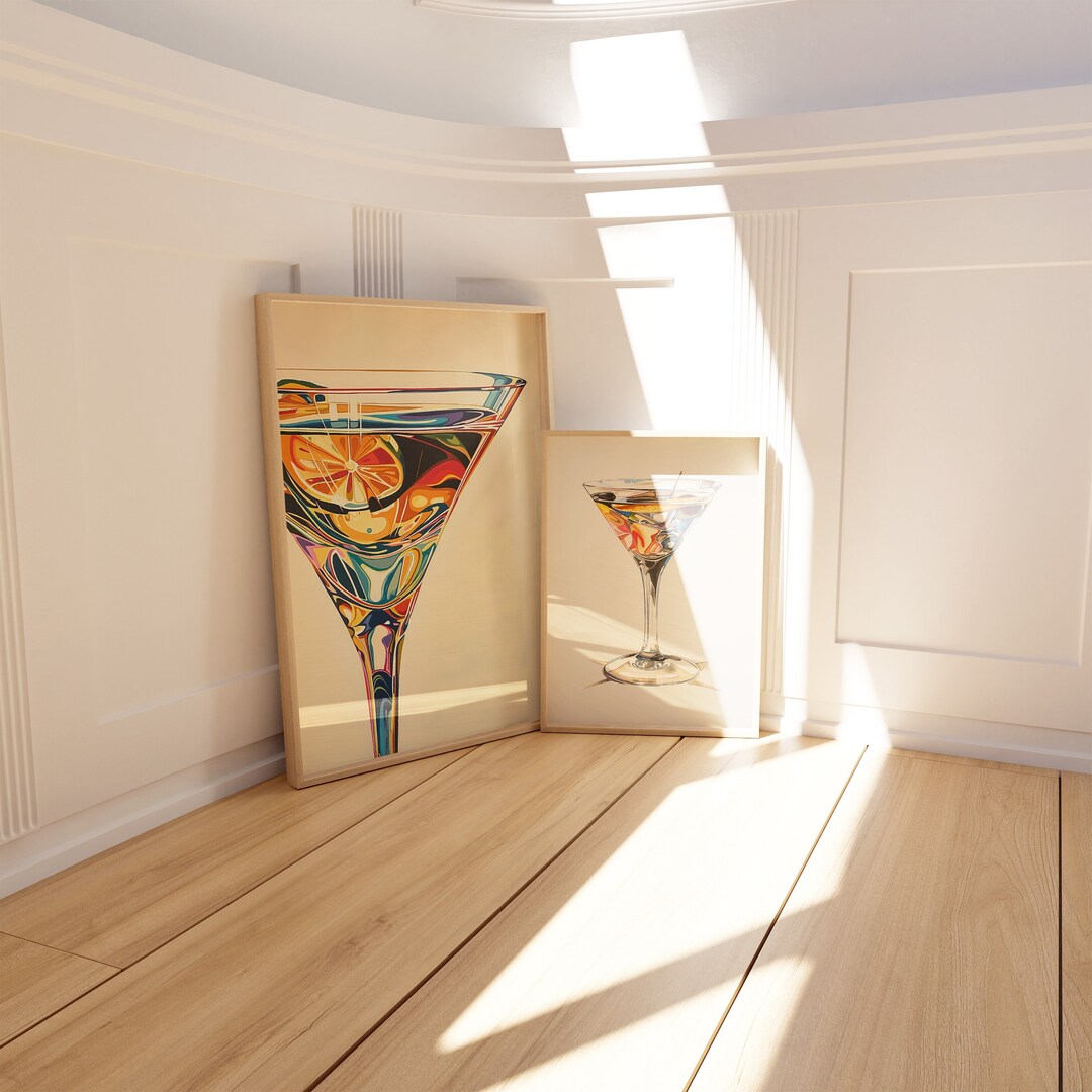 Unique Martini Glass Print, Mid-century Modern Decor, Cocktails, Happy ...