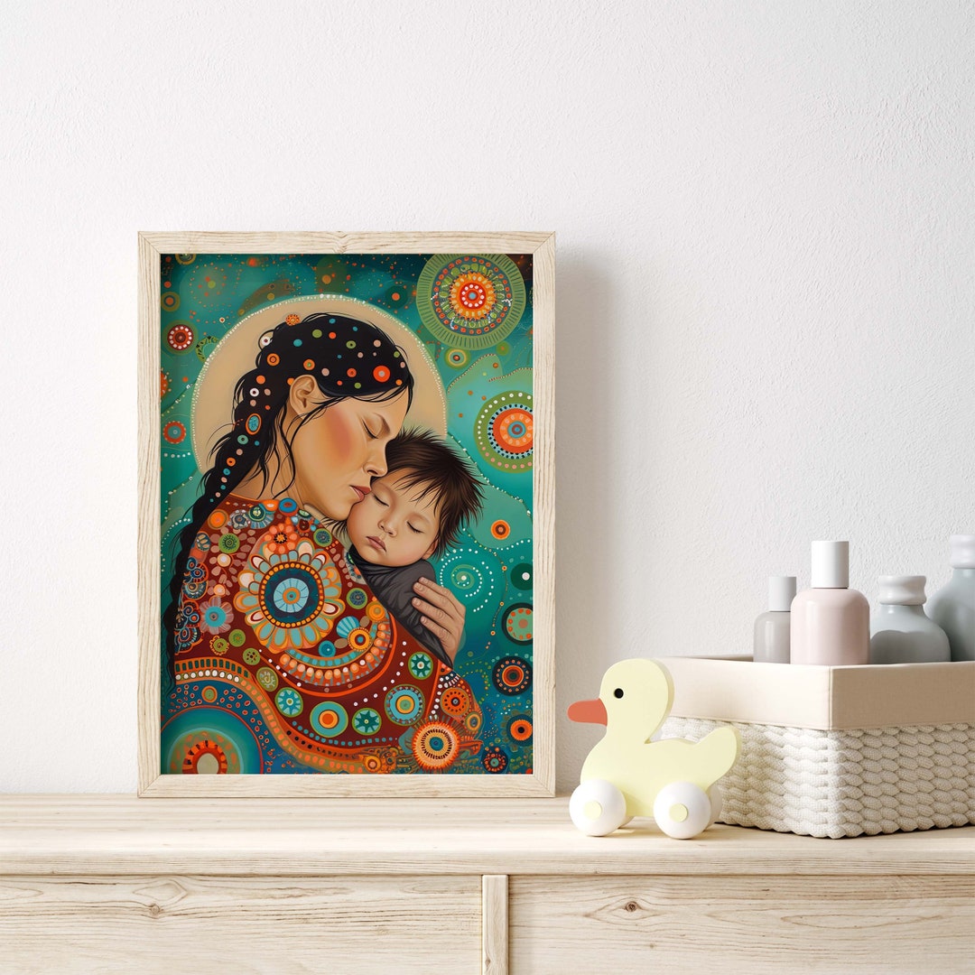 Mother and Child Bonding Printable, Motherly Love Wall Art, Colourful ...