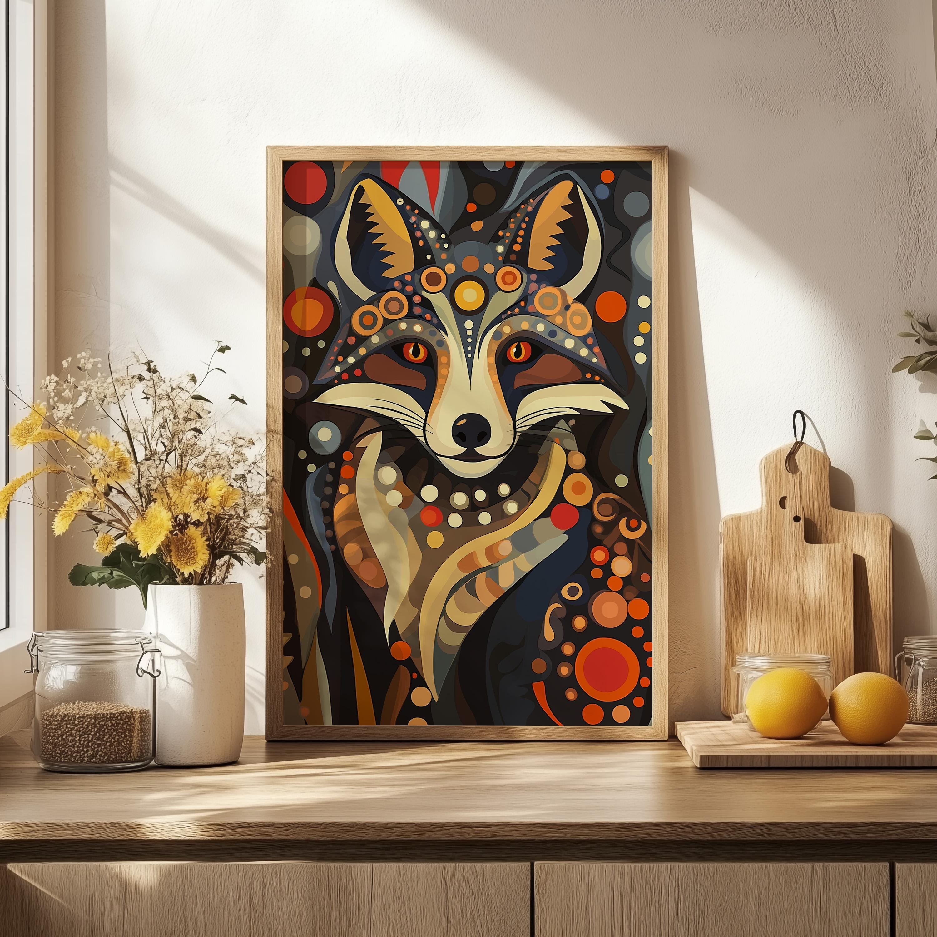 Fox Wall Art, Modern Fox Illustration, Indigenous Spirit Animal, Metis ...