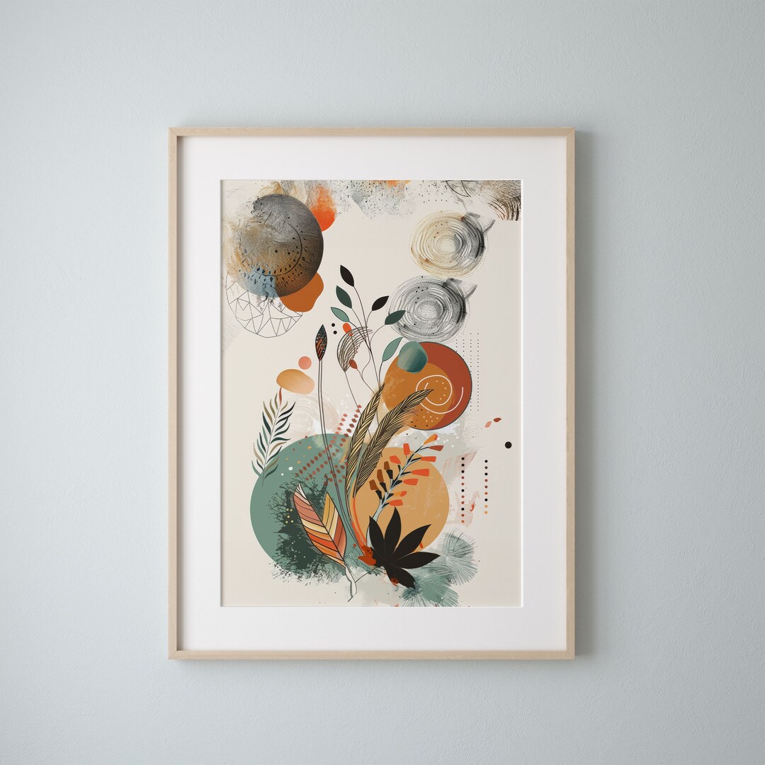 Bohemian Style Printable, Earthy Tones, Boho Abstract Wall Art, Modern ...