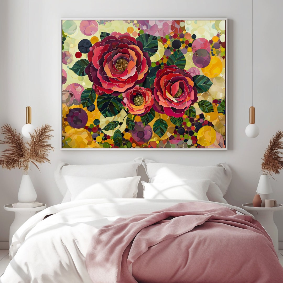 Roses Wall Art, Elegant Rose Print, Modern Roses Painting, Abstract ...