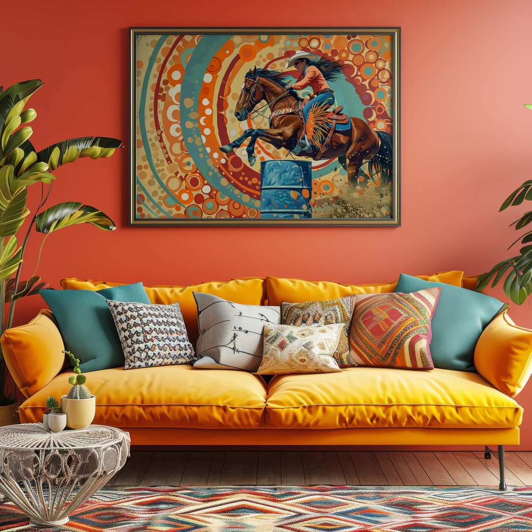 Barrel Racing Western Rodeo Cowboy Art, Rodeo Life Print, Rodeo Digital ...