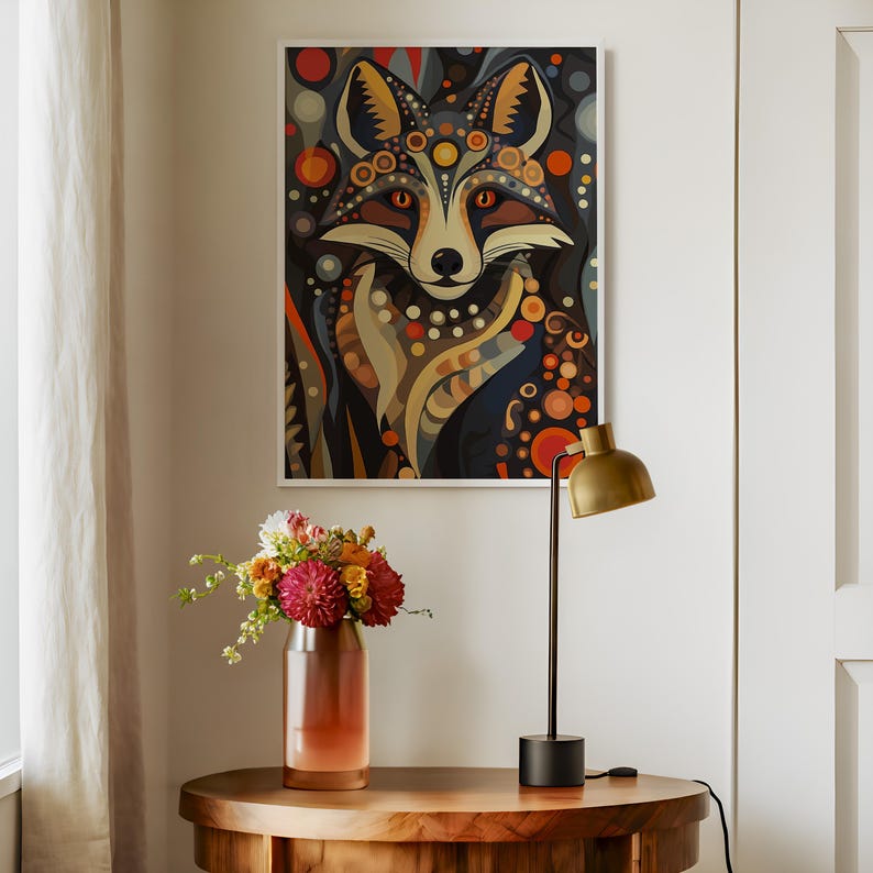 Fox Wall Art, Modern Fox Illustration, Indigenous Spirit Animal, Metis ...