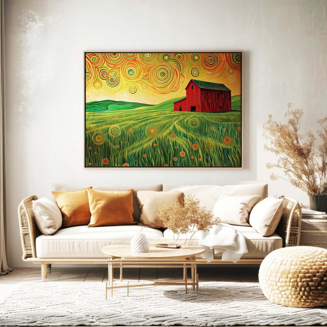 Traditional Red Barn Printable, Rural Barn Wall Art, Country Home Decor ...