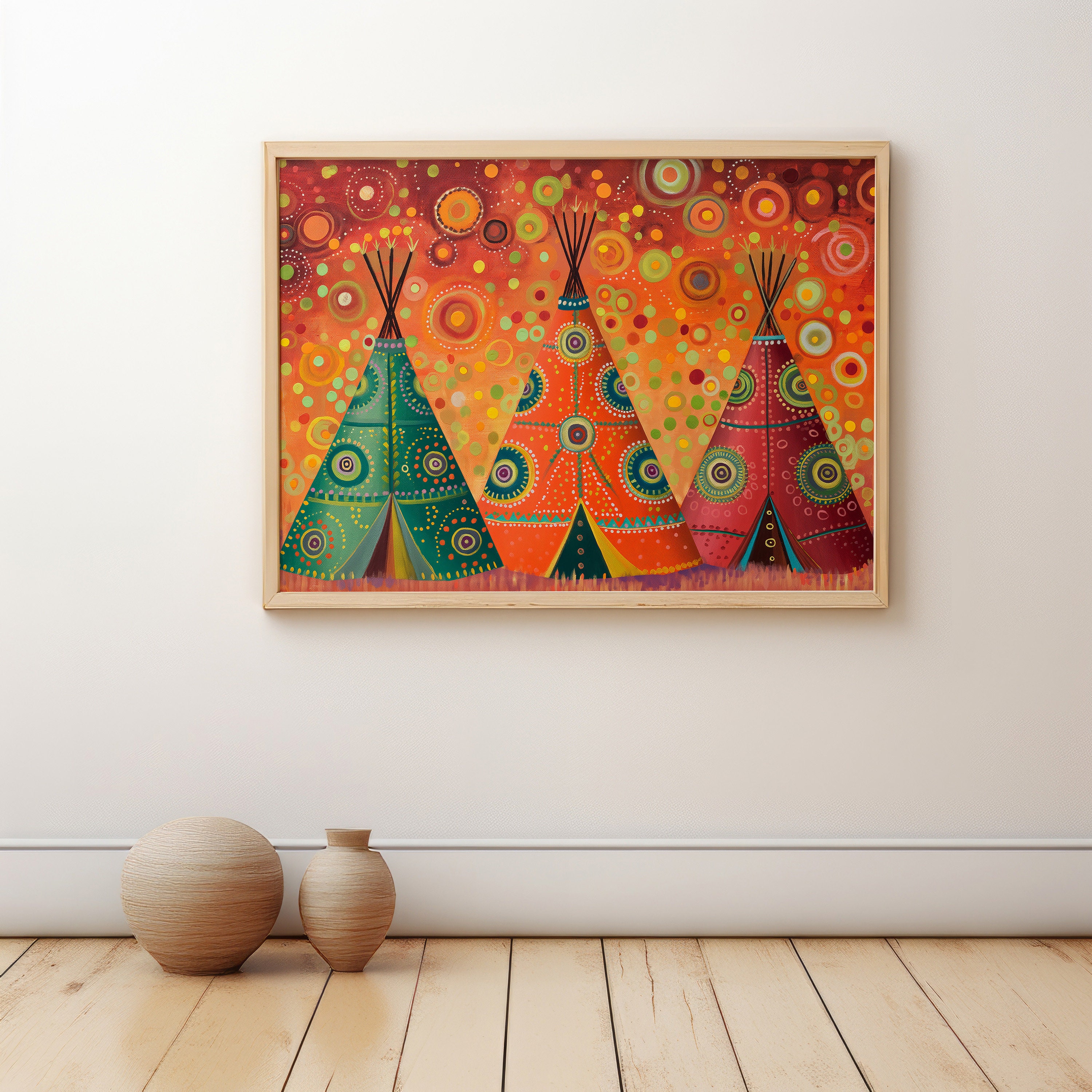 Teepees Landscape, Indigenous Metis Wall Art, Cultural Art Download ...