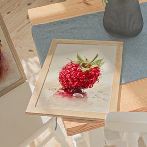 Strawberry and Raspberry Wall Art, Fun Kitchen Artwork, Summer Fruit ...