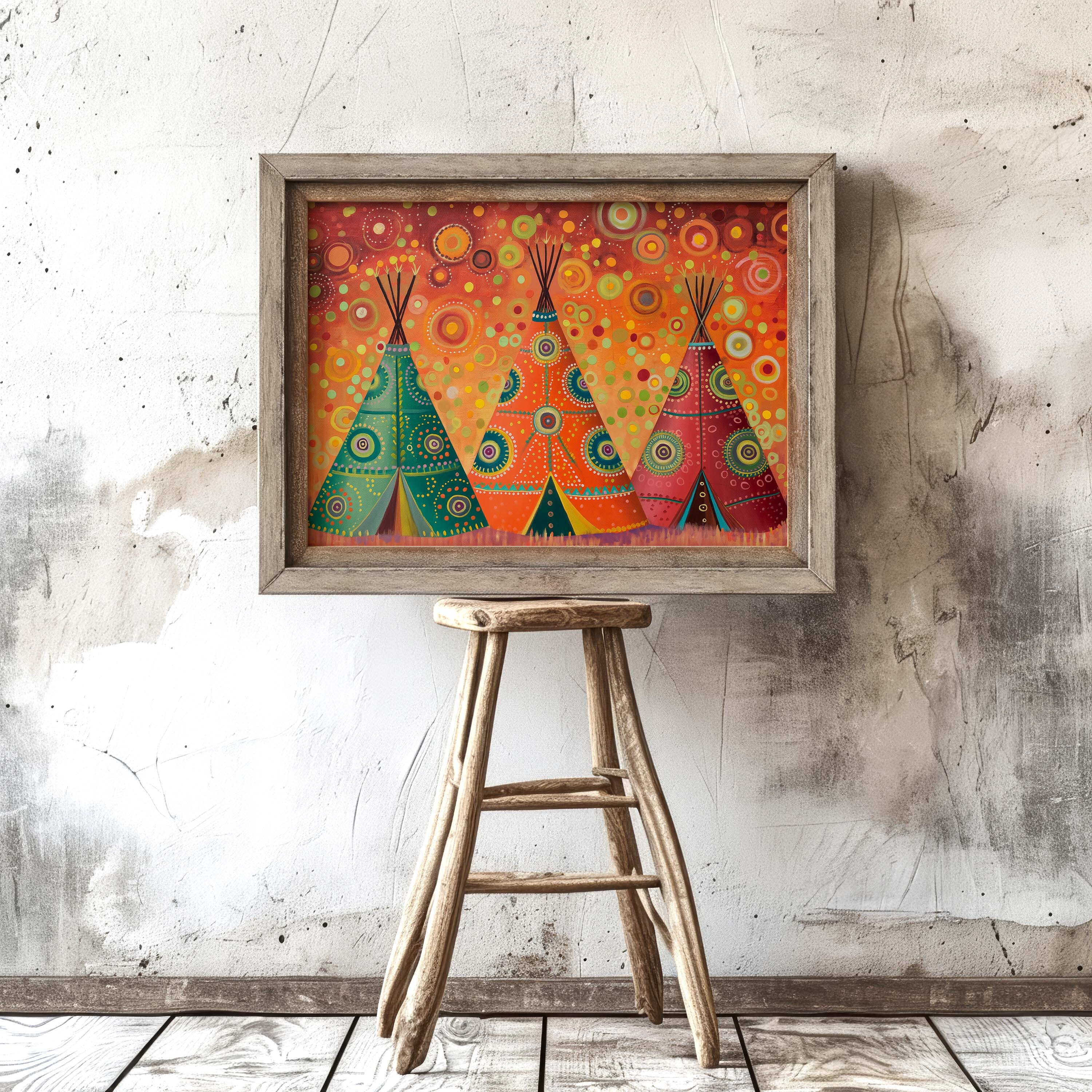 Teepees Landscape, Indigenous Metis Wall Art, Cultural Art Download ...