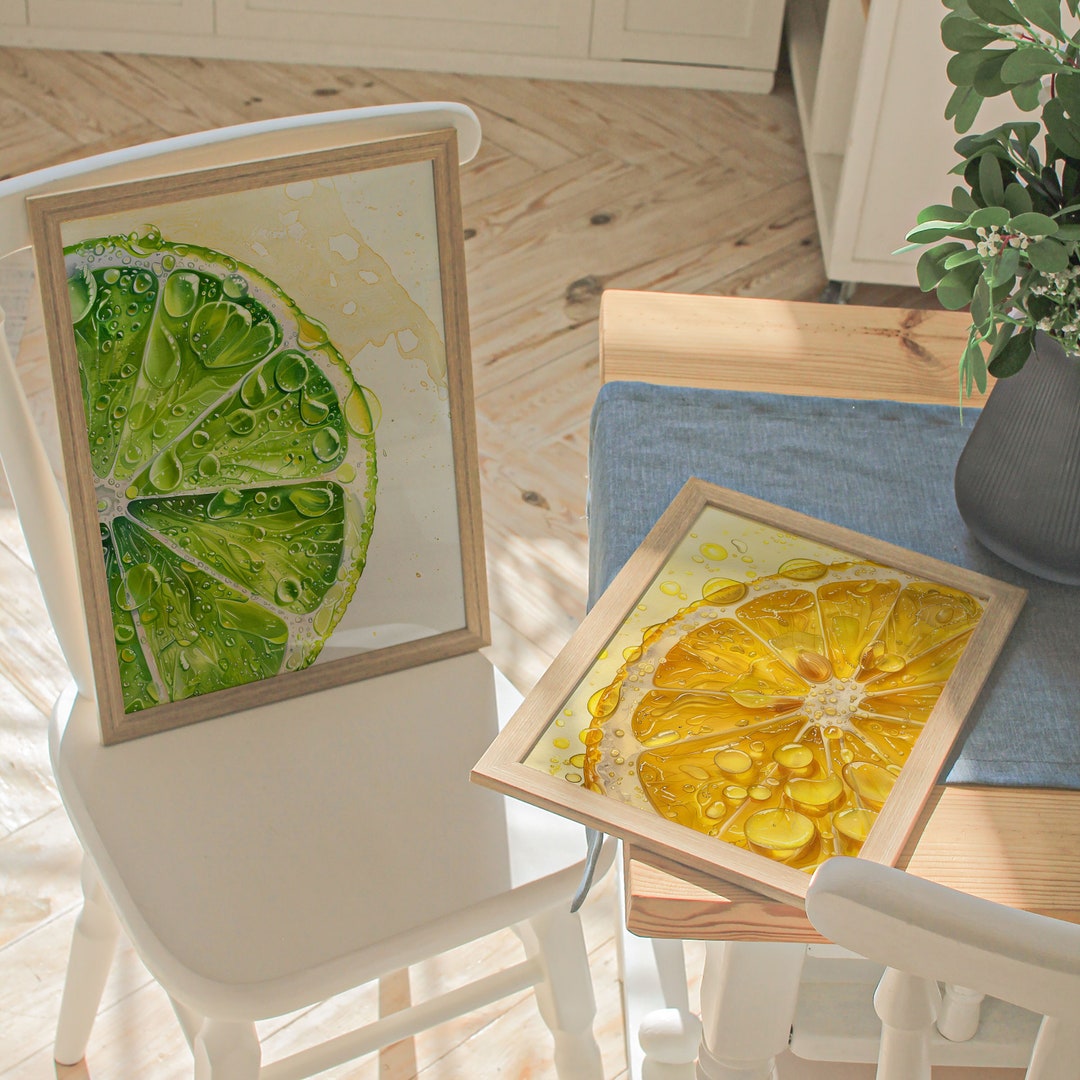 Fun Kitchen Artwork, Lemon and Lime Wall Art, Yellow and Green Print ...