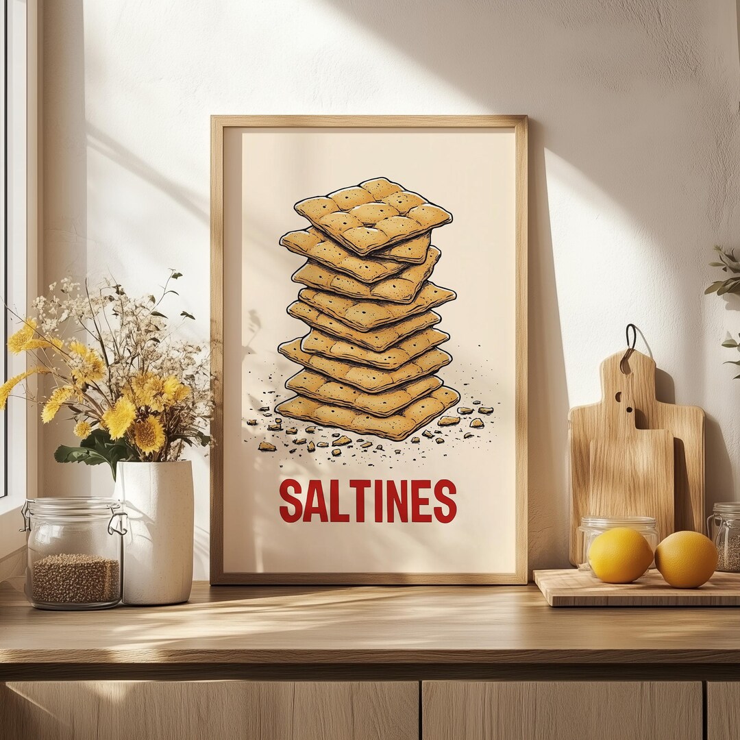 Crackers Print|saltines|fun Kitchen Art|whimsical Kitchen Decor|unique ...