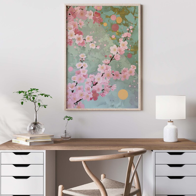 Cherry Blossom Artwork, Sakura Wall Art, Delicate Floral Print ...