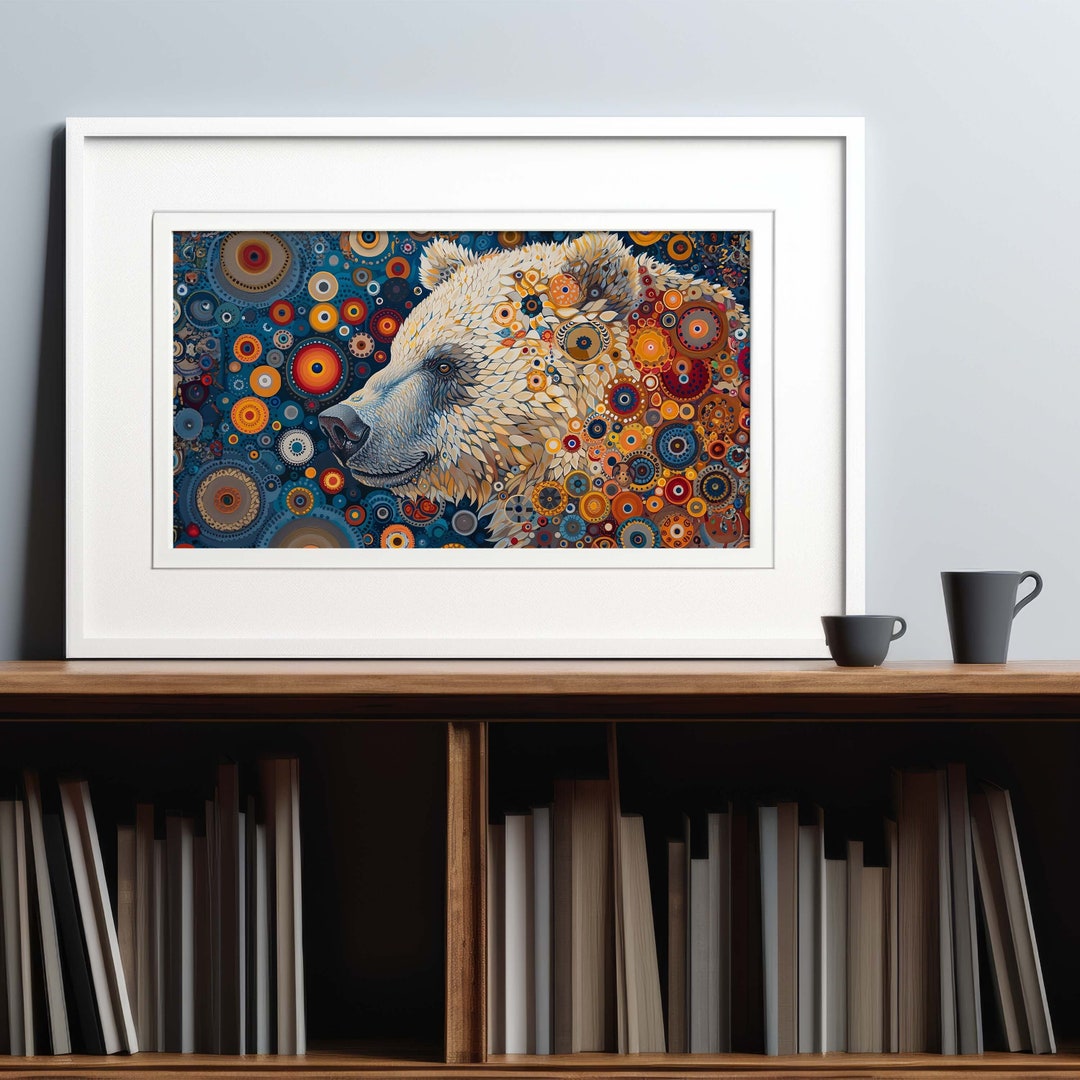 Spirit Bear Wall Art, Colourful Bear Illustration, Majestic Animal ...