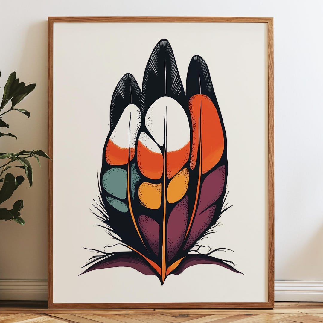 Feather Wall Art, Indigenous-inspired Poster, Metis Inspired Art ...