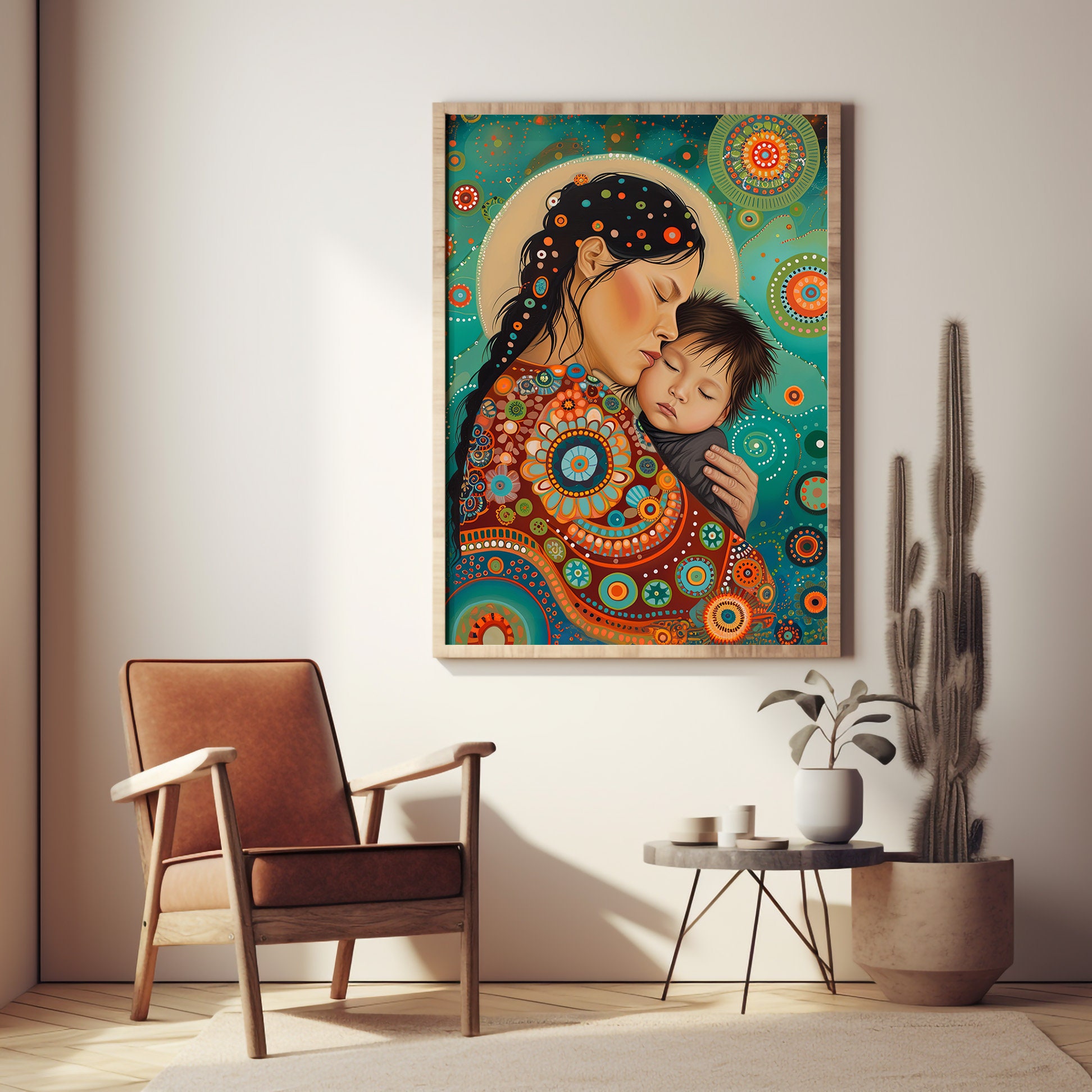 Mother and Child Bonding Printable, Motherly Love Wall Art, Colourful ...