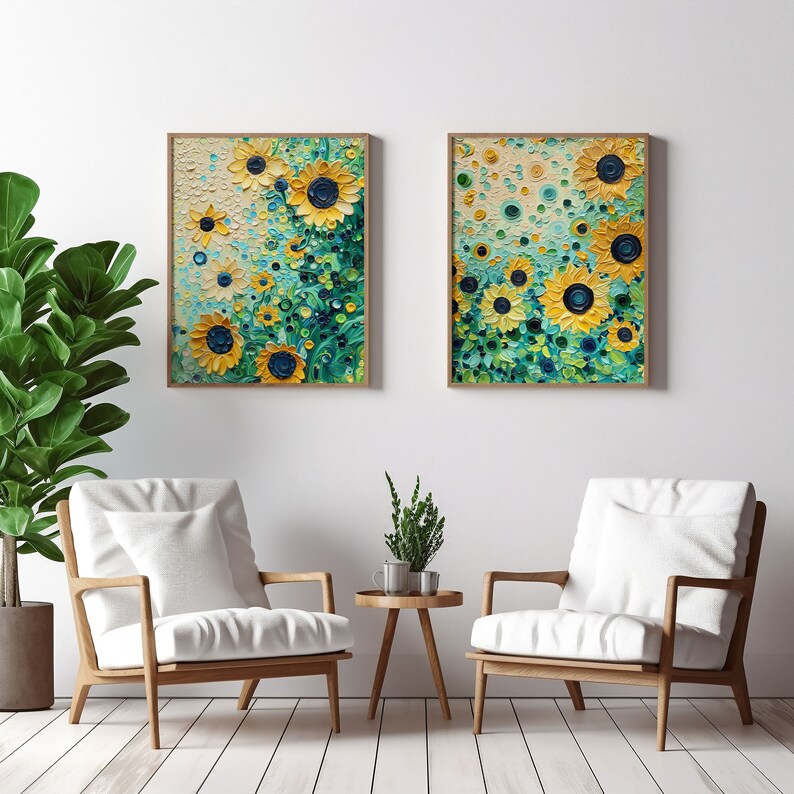 Sunflowers in Bloom Painting, Pastel Springtime Wall Art, Delicate ...