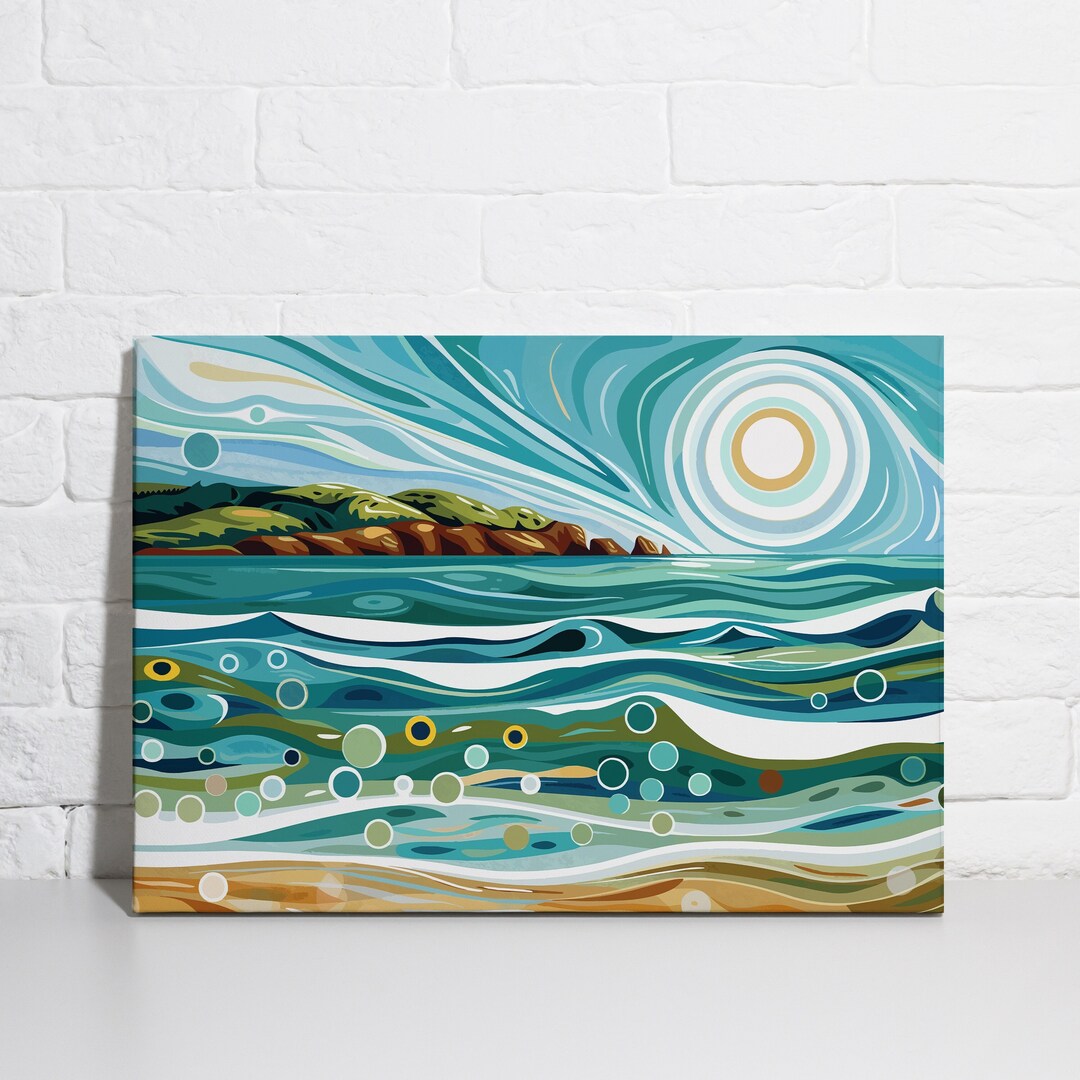 Beach Wall Art, Coastal Decor, Ocean Landscape Painting, Seaside Canvas ...