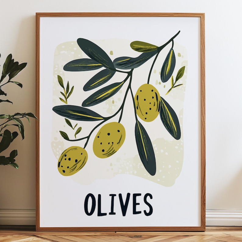Olive Branch Art, Mediterranean Kitchen Decor, Fun Kitchen Artwork ...