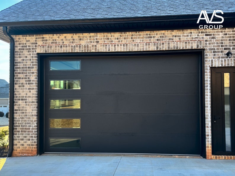 Modern Black Insulated Garage Door 16x8 - Etsy