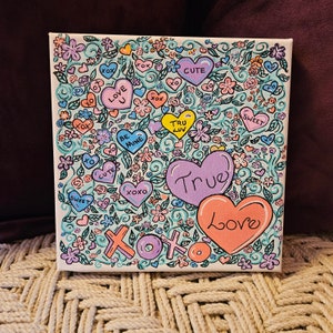 True Love Heart Original Art Canvas 7 3/4 Square - Etsy