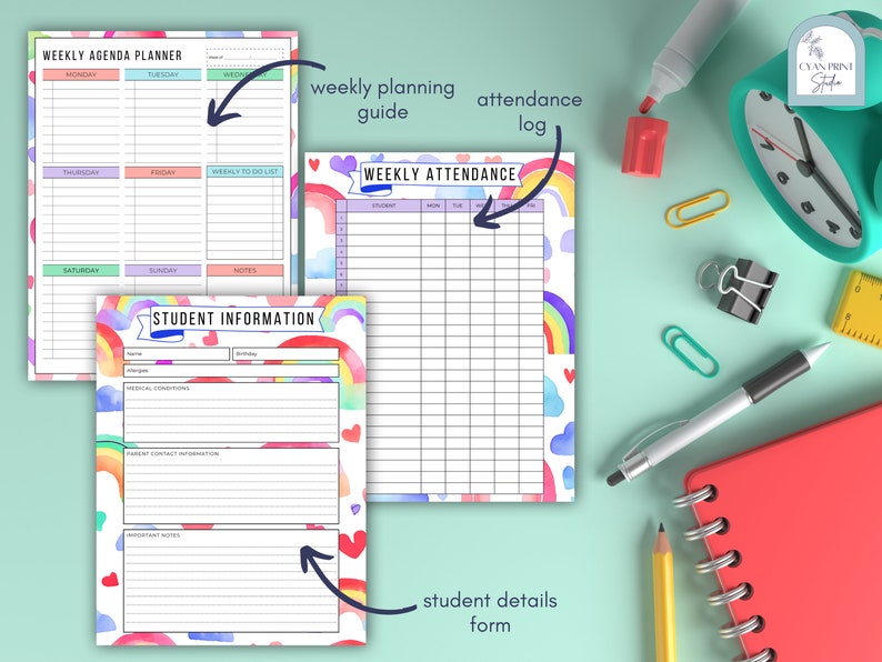 Teacher Planner, Lesson Plan Printable, Academic Schedule, Daily Lesson ...