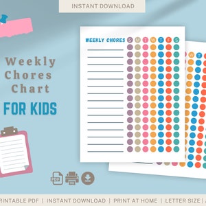Weekly Chores Chart, Chores Chart for Kids, Weekly to Do List ...
