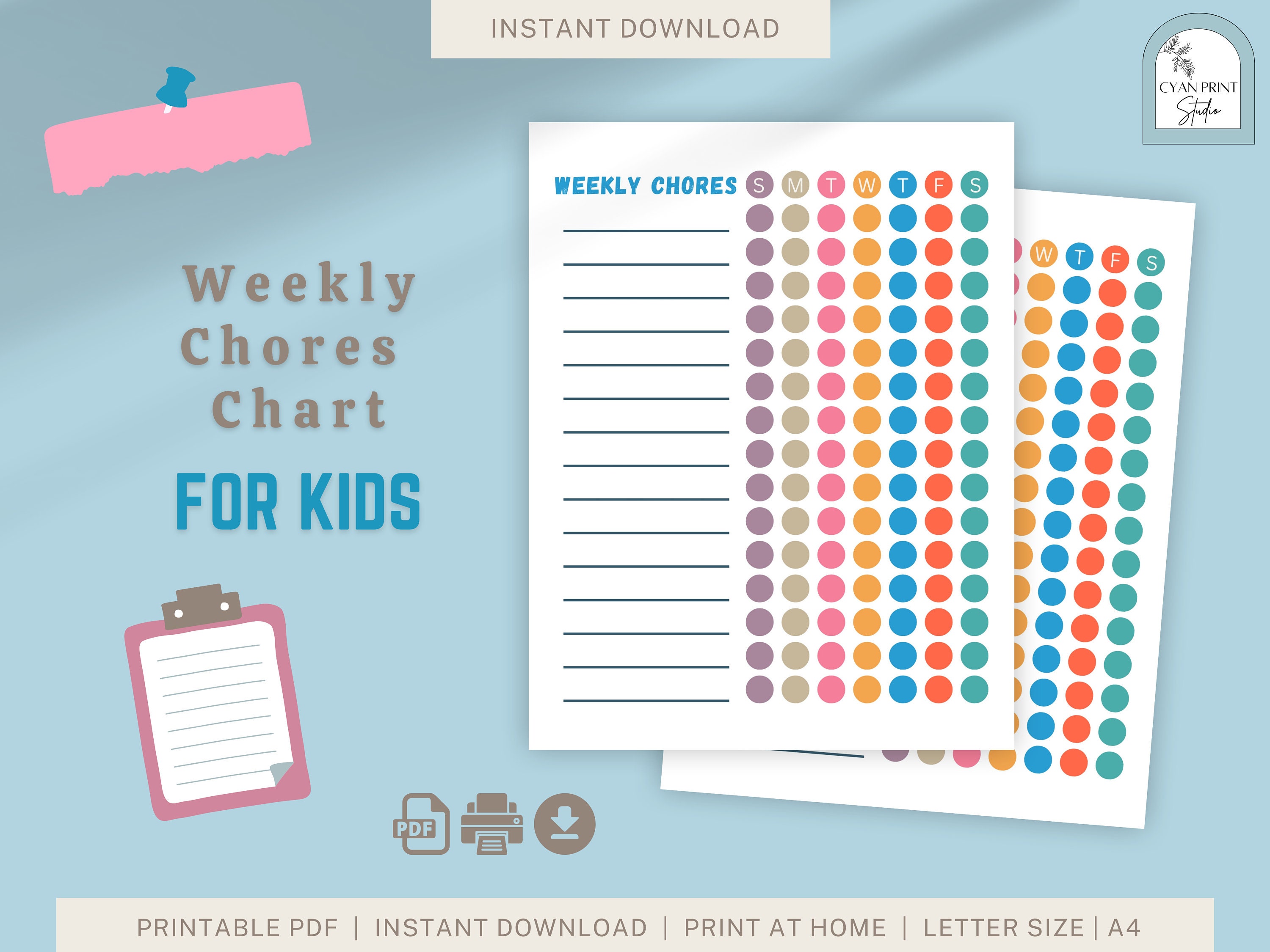 Weekly Chores Chart, Chores Chart for Kids, Weekly to Do List ...