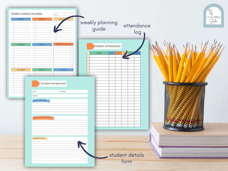 Teacher Planner, Lesson Plan Printable, Academic Schedule, Daily Lesson ...