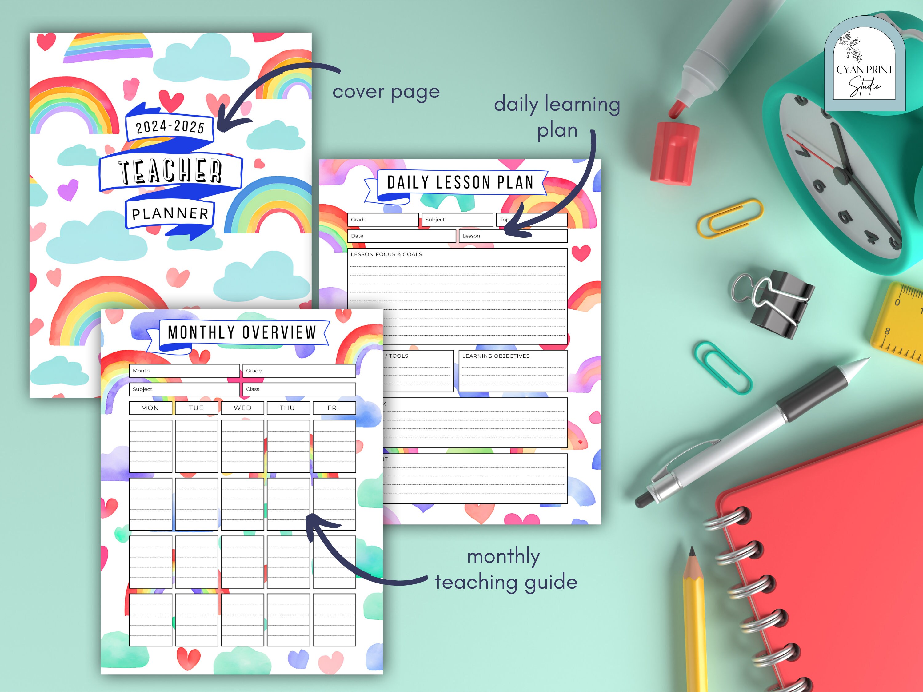 Teacher Planner, Lesson Plan Printable, Academic Schedule, Daily Lesson ...