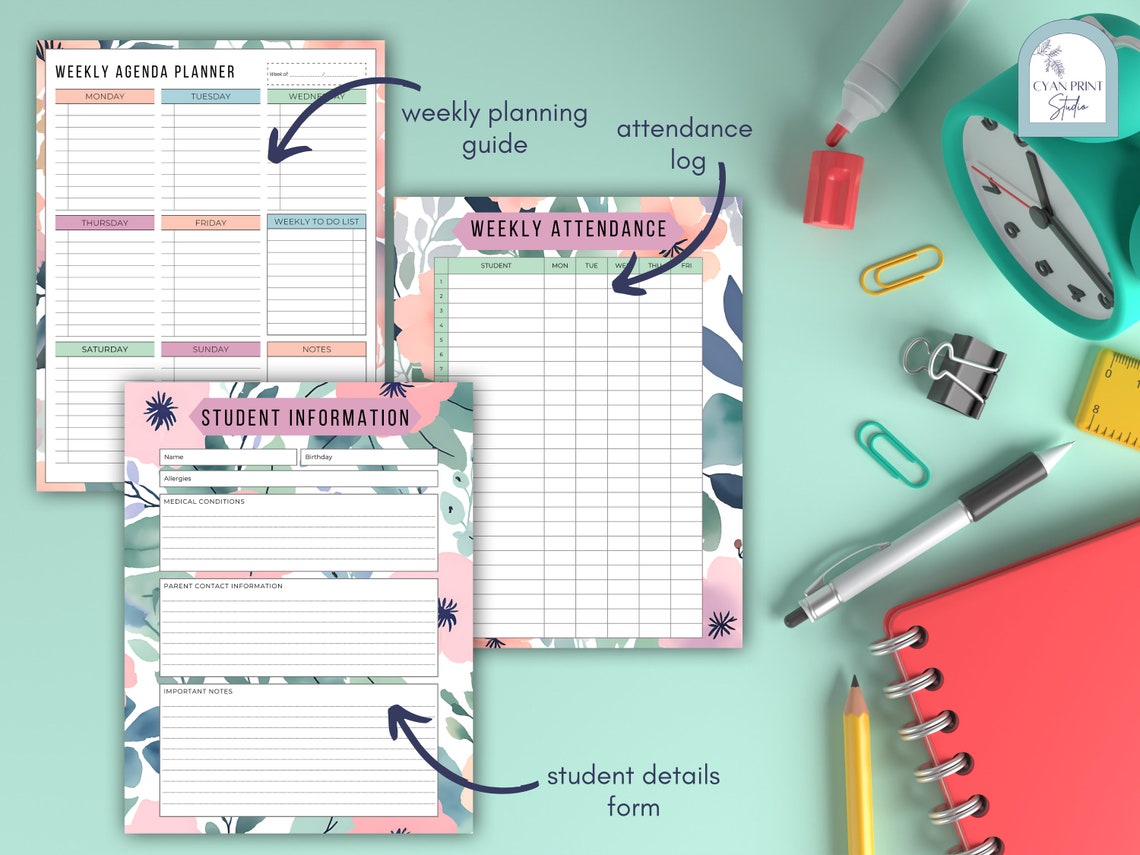 Teacher Planner, Lesson Plan Printable, Academic Schedule, Daily Lesson ...