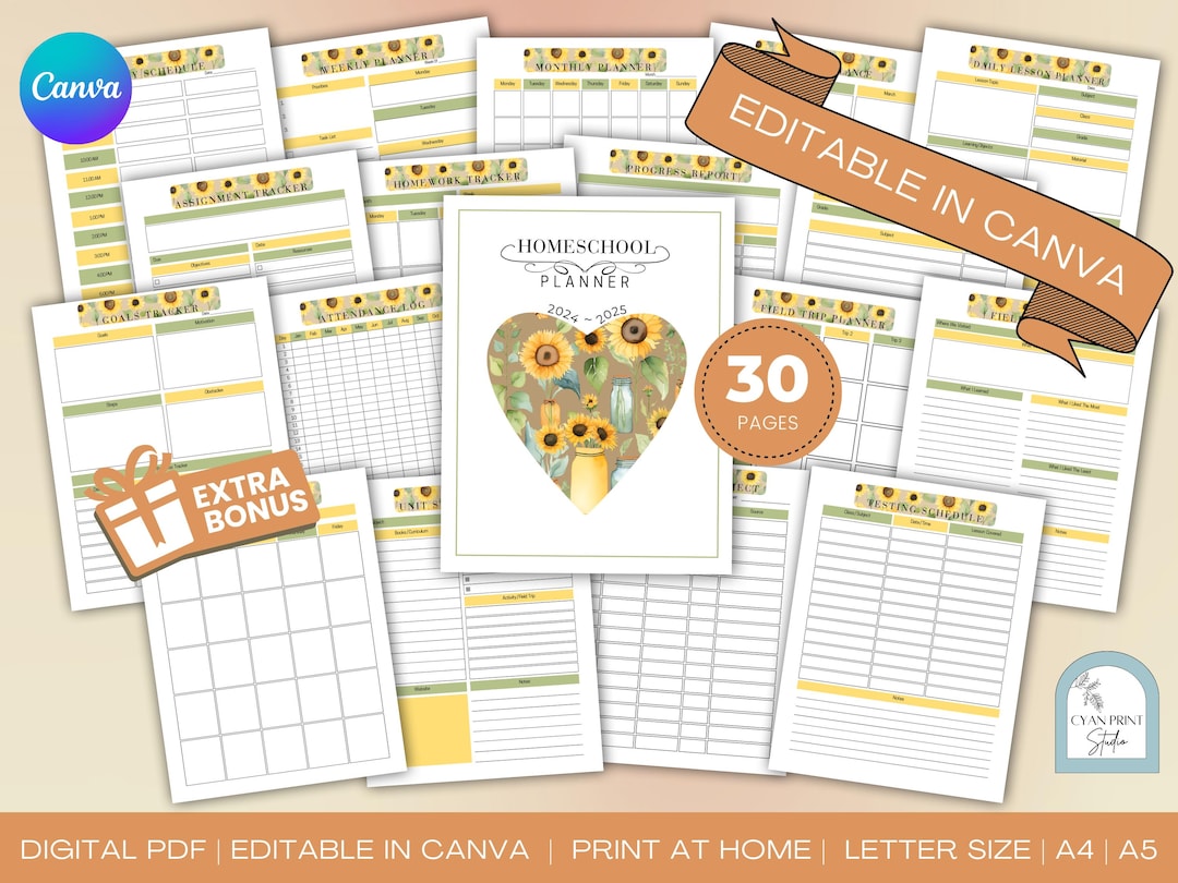 Editable Homeschool Planner, Lesson Plan Printable, Academic Planner ...