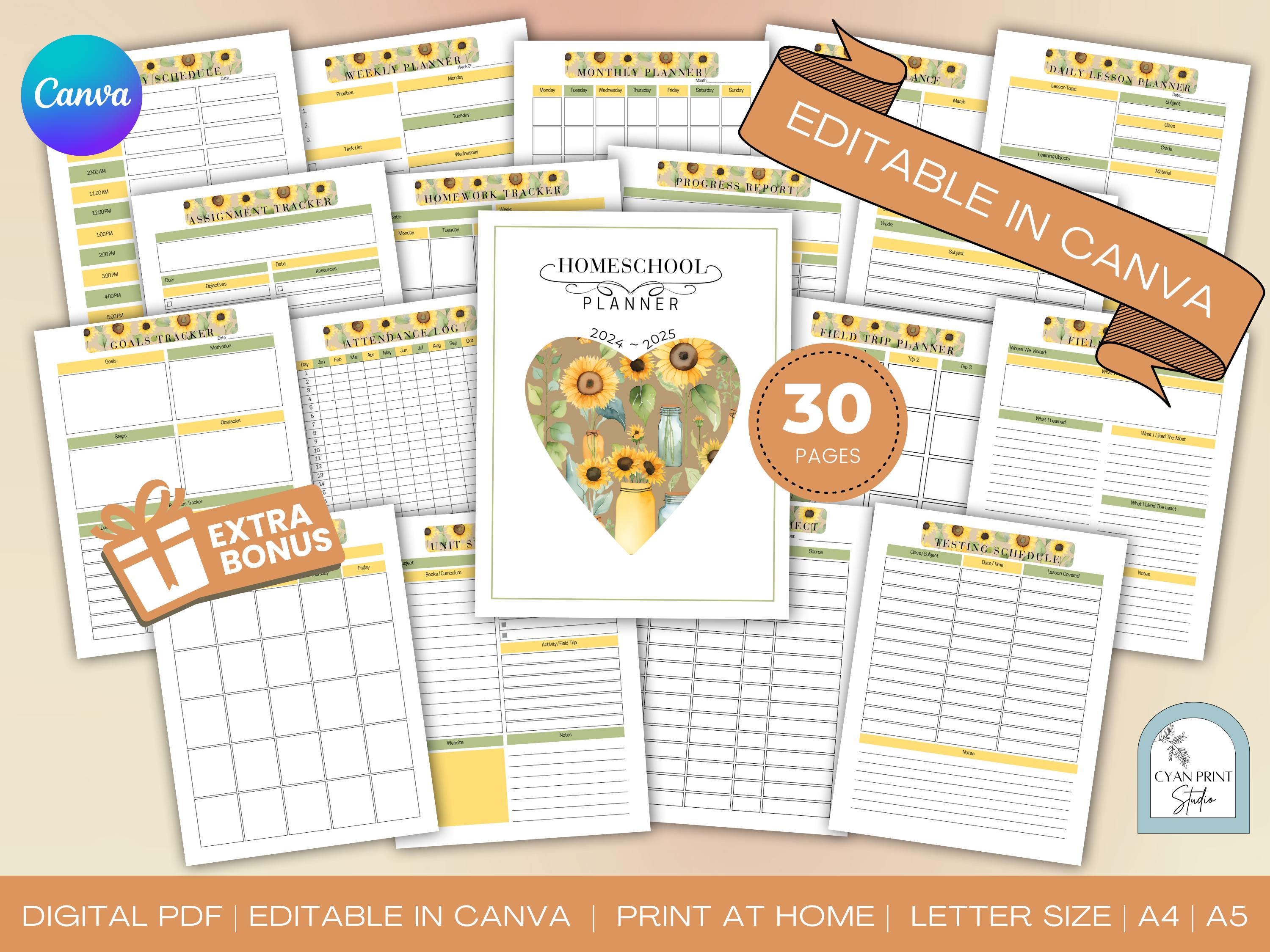 Editable Homeschool Planner, Lesson Plan Printable, Academic Planner ...