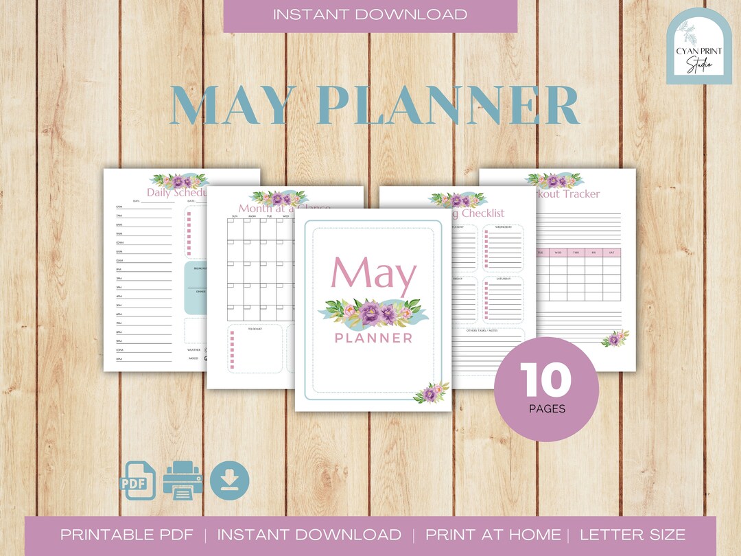 Printable May Planner, Monthly Planner, May Organizer, Daily Planner ...