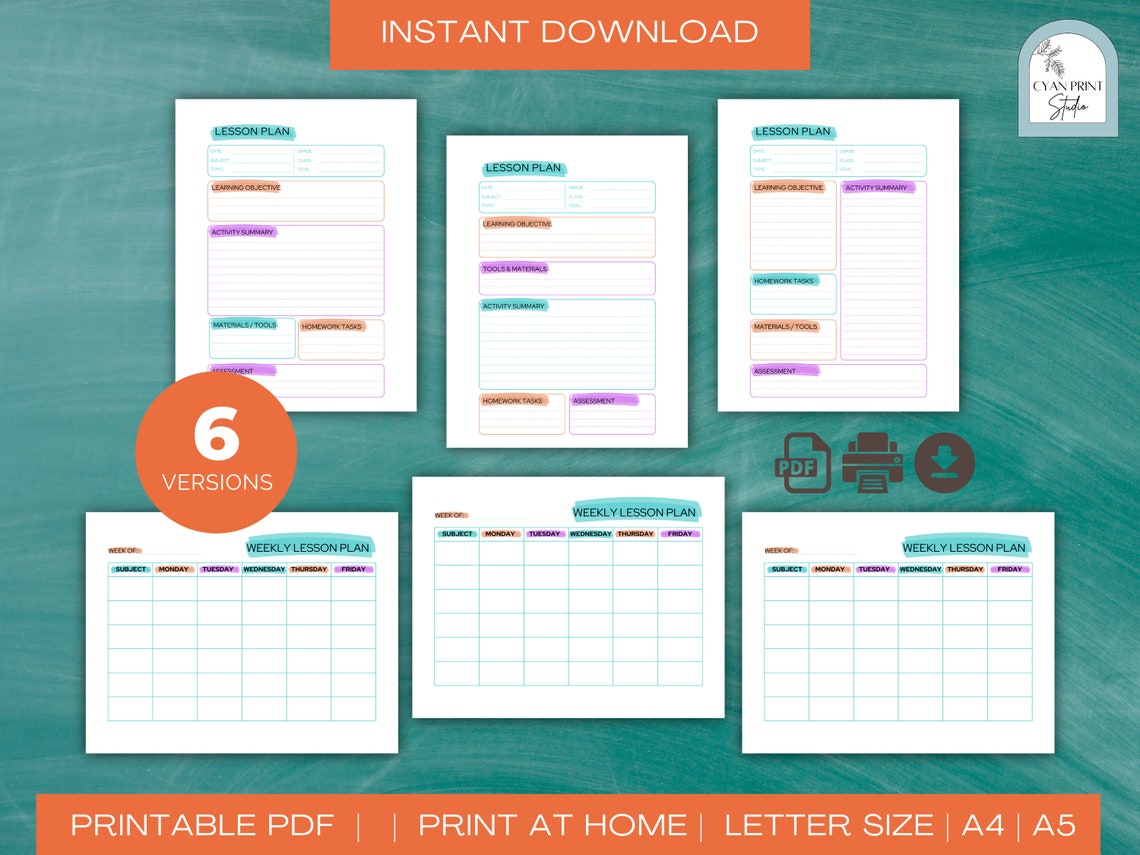 Lesson Plan Template, Lesson Plan Printable, Homeschool Teacher ...