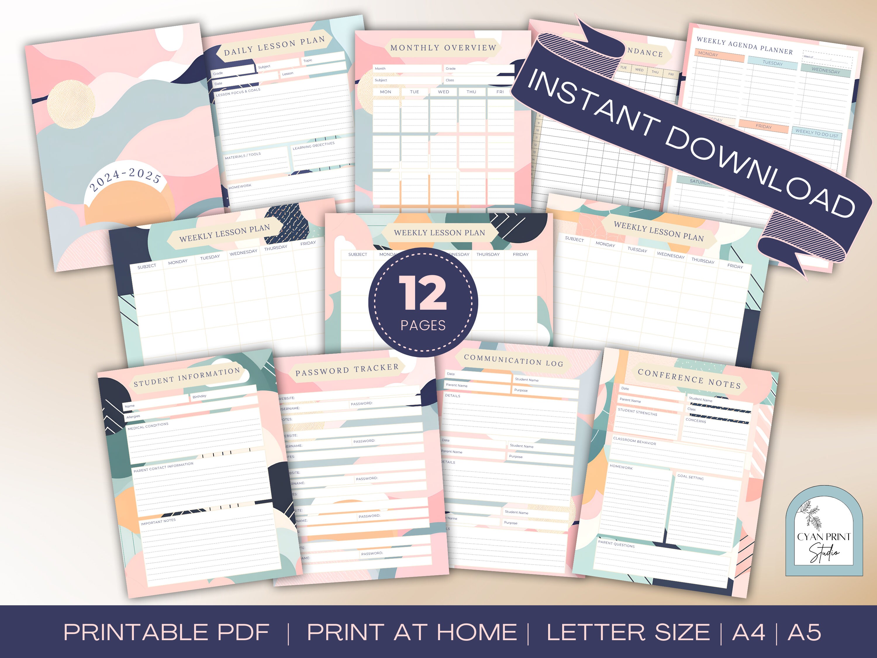 Teacher Planner, Lesson Plan Printable, Academic Schedule, Daily Lesson ...