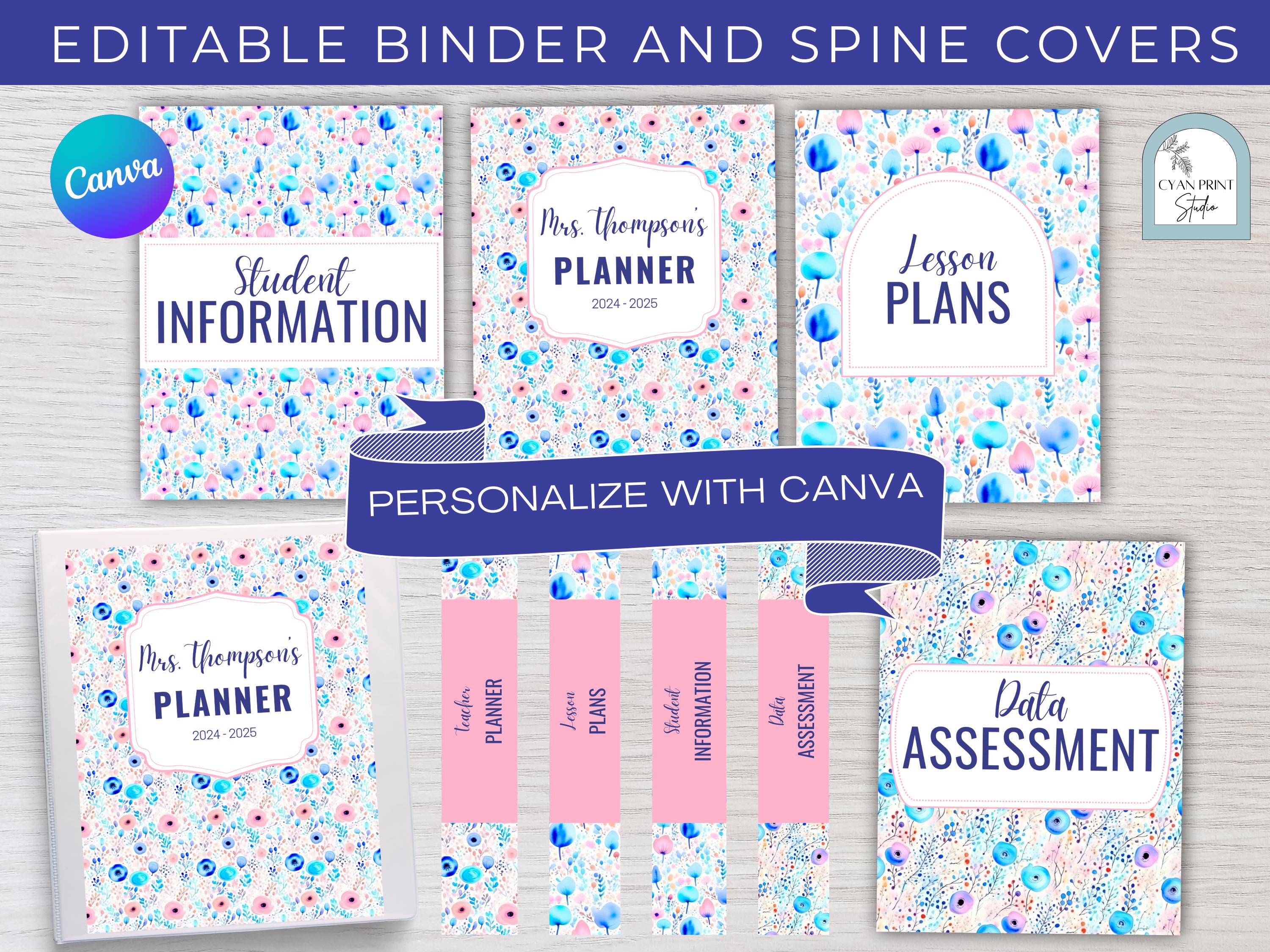 Customizable Classroom Binder & Spine Cover, Educator Organizer ...
