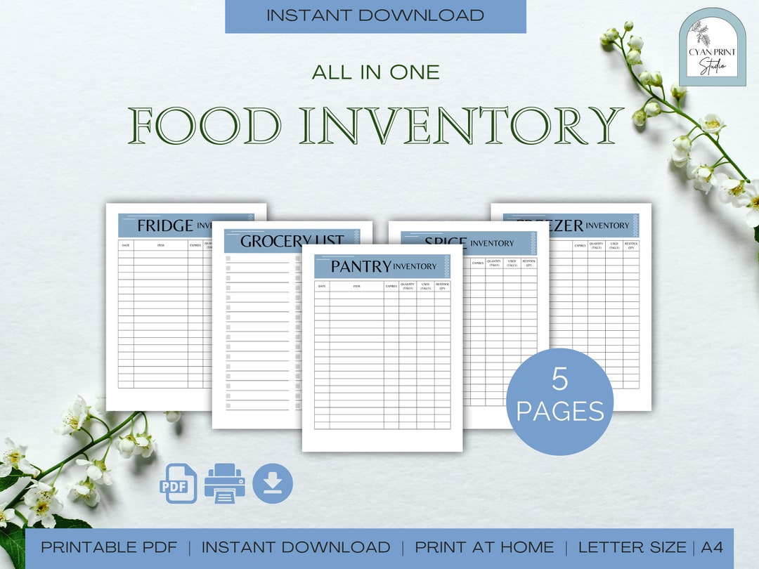 Food Inventory Tracker, Pantry Inventory, Kitchen Inventory, Fridge and ...
