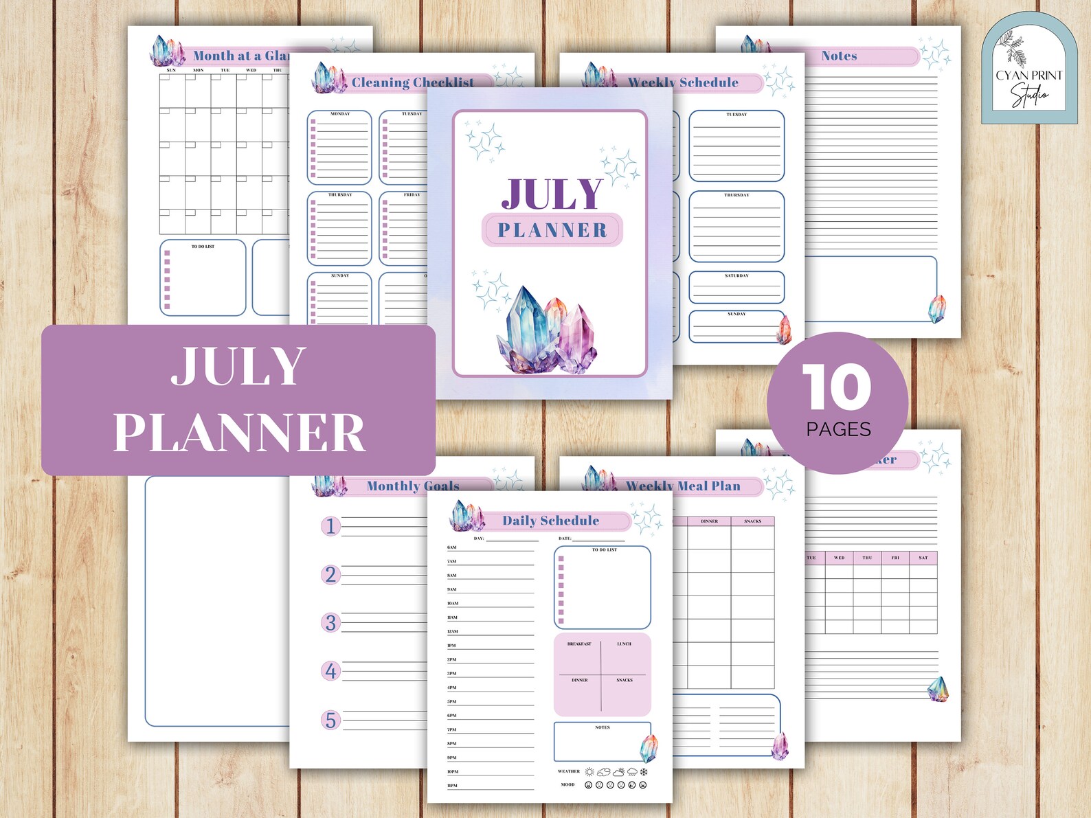 Printable July Planner, Monthly Planner, July Organizer, Daily Planner ...