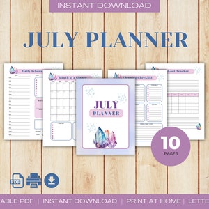 Printable July Planner, Monthly Planner, July Organizer, Daily Planner ...