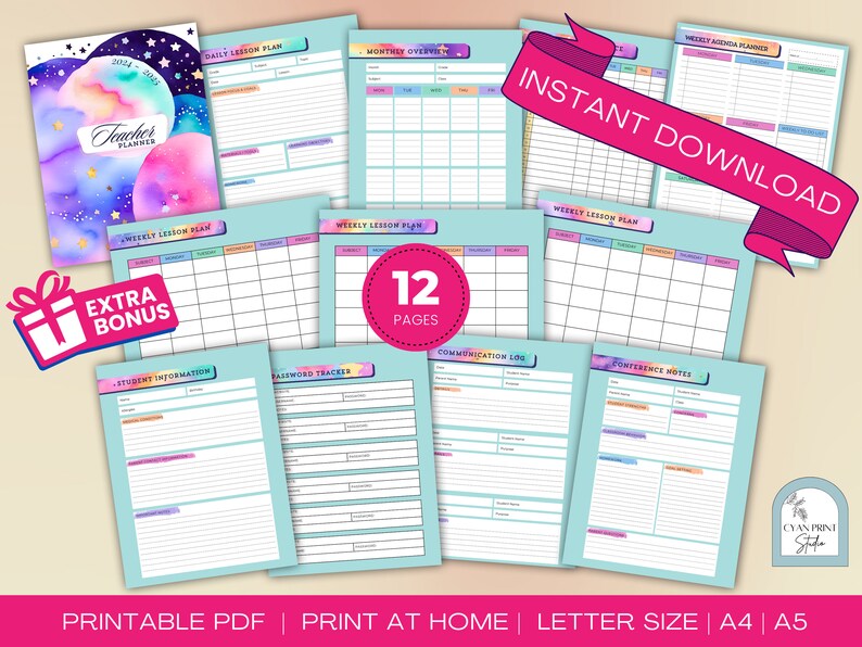 Teacher Planner, Lesson Plan Printable, Academic Schedule, Daily Lesson ...