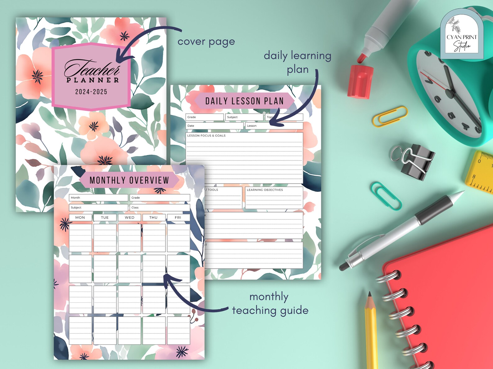 Teacher Planner, Lesson Plan Printable, Academic Schedule, Daily Lesson ...
