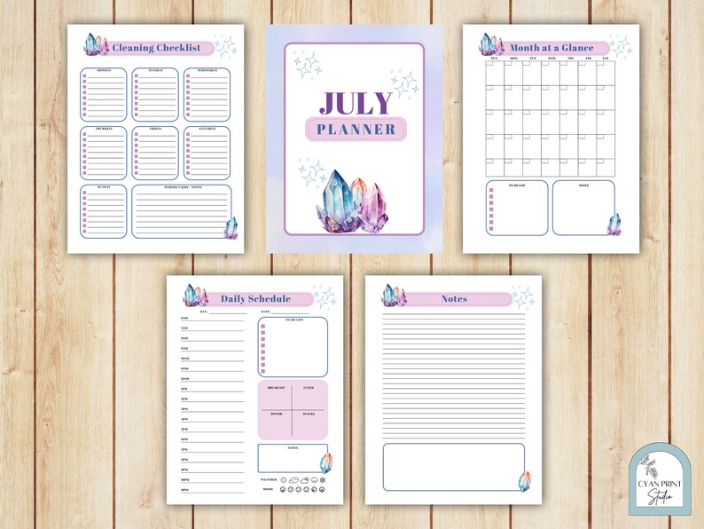 Printable July Planner, Monthly Planner, July Organizer, Daily Planner ...