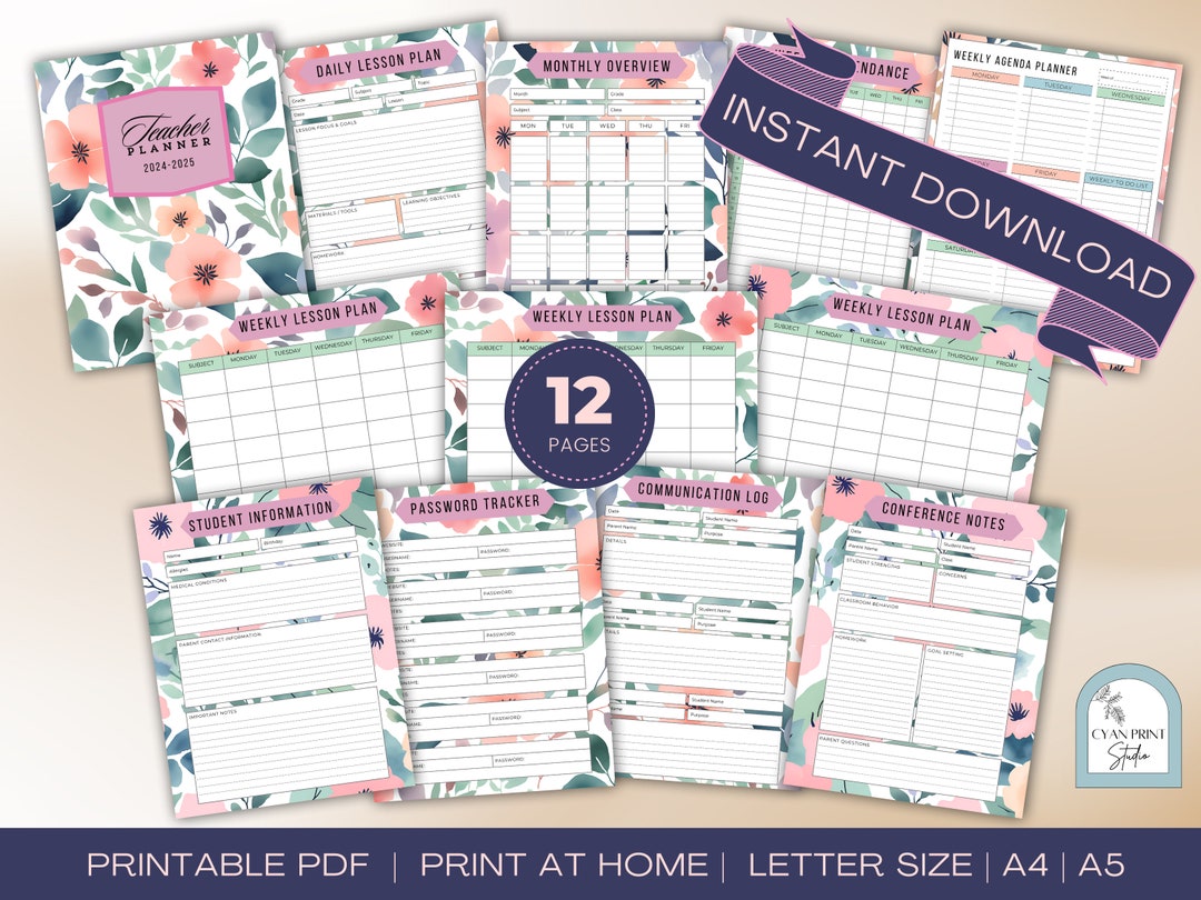 Teacher Planner, Lesson Plan Printable, Academic Schedule, Daily Lesson ...