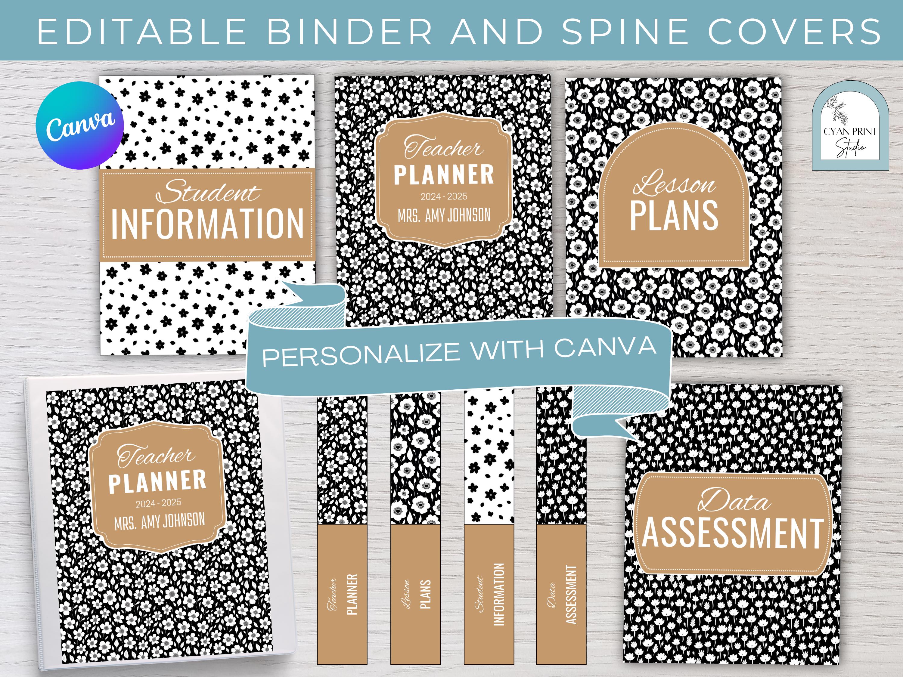 Customizable Classroom Binder & Spine Cover, Educator Organizer ...