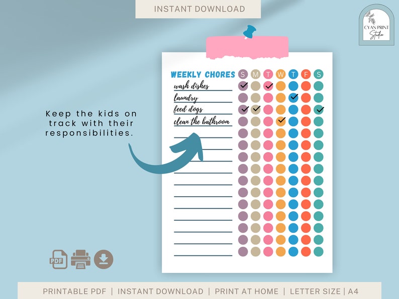 Weekly Chores Chart, Chores Chart for Kids, Weekly to Do List ...