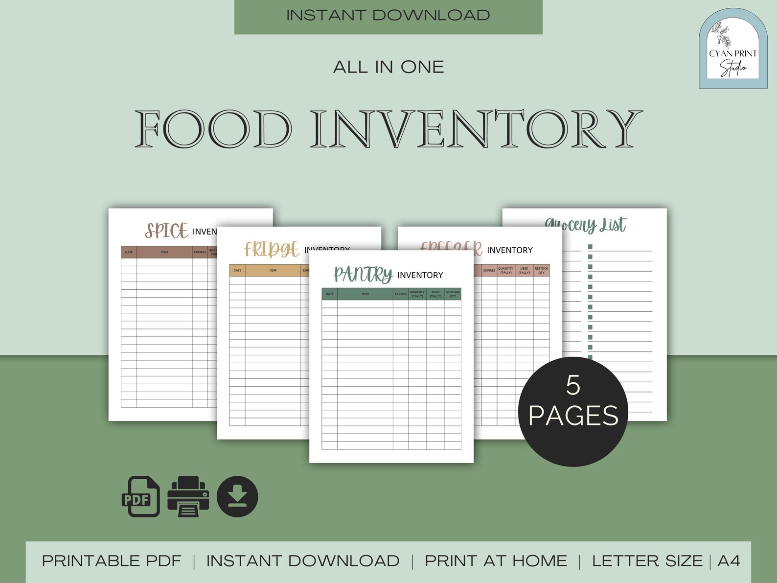 Food Inventory Tracker, Pantry Inventory, Kitchen Inventory, Fridge and ...